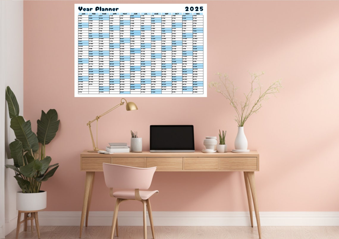2025 Giant Wall Planner Printable 2025 Full Year Large Wall Calendar ...