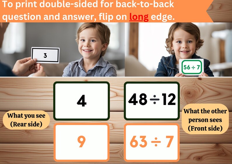 Division Flash Card Printable Divide Flashcard Homeschool Montessori ...