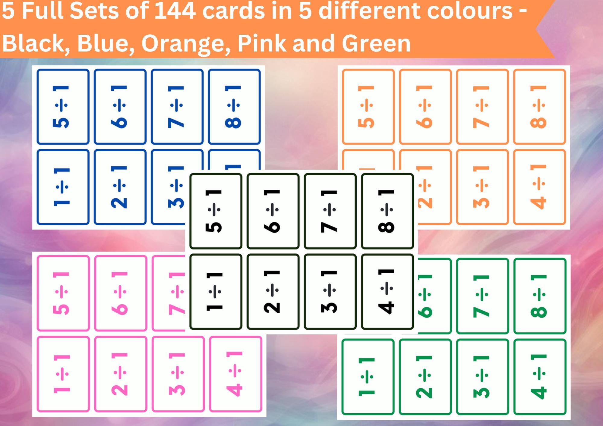 Division Flash Card Printable Divide Flashcard Homeschool Montessori ...