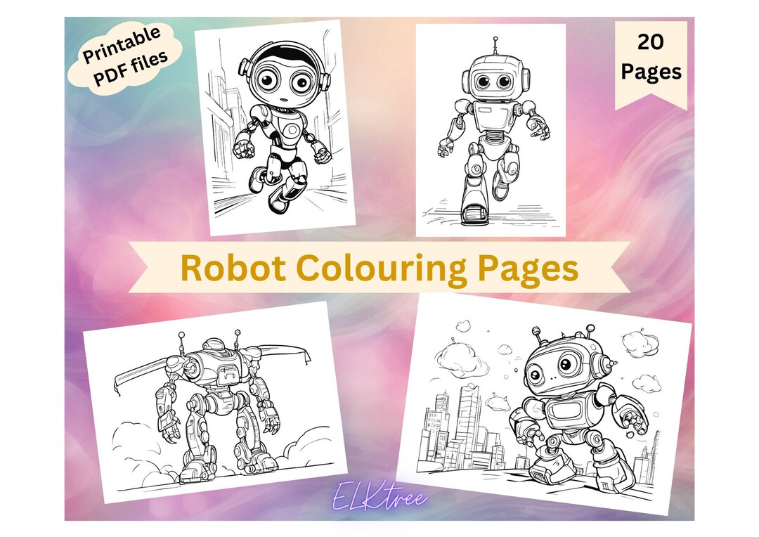 Cute Robot Coloring Page for Children Printable Coloring Sheet for Kids ...