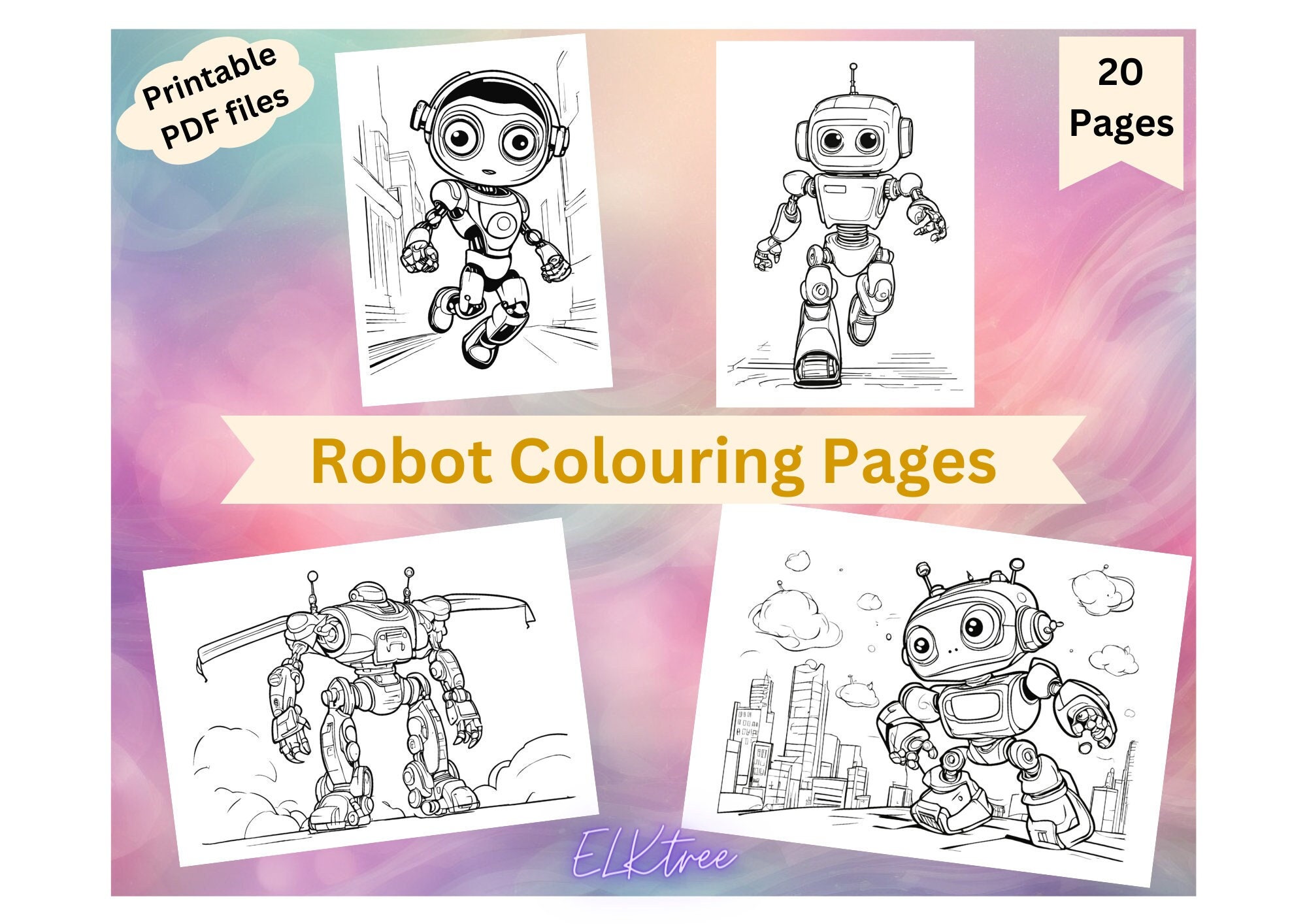 Cute Robot Coloring Page for Children Printable Coloring Sheet for Kids ...