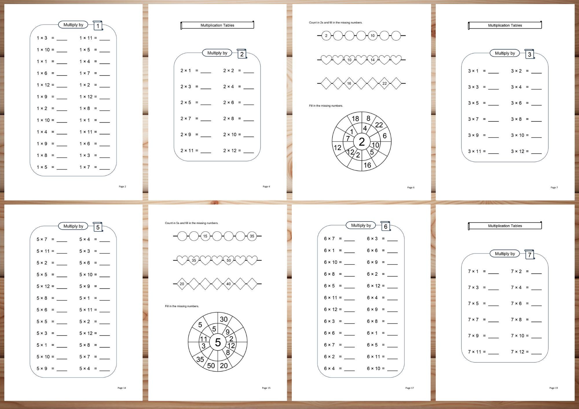 Times Table Printable Worksheet Multiplication Table Number Line Wheel ...
