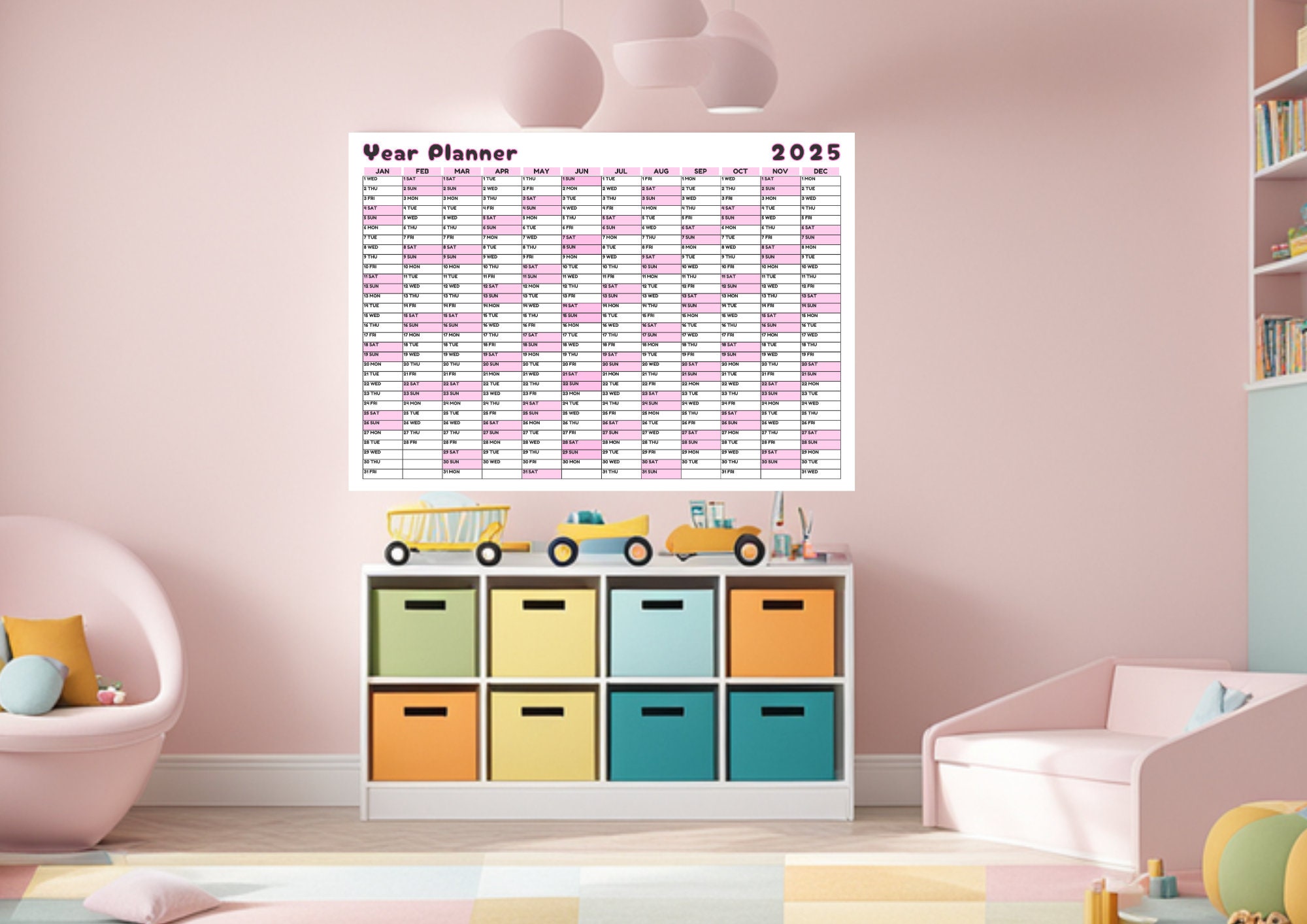 2025 Wall Calendar Large Printed 2025 Wall Planner Full Year Annual ...