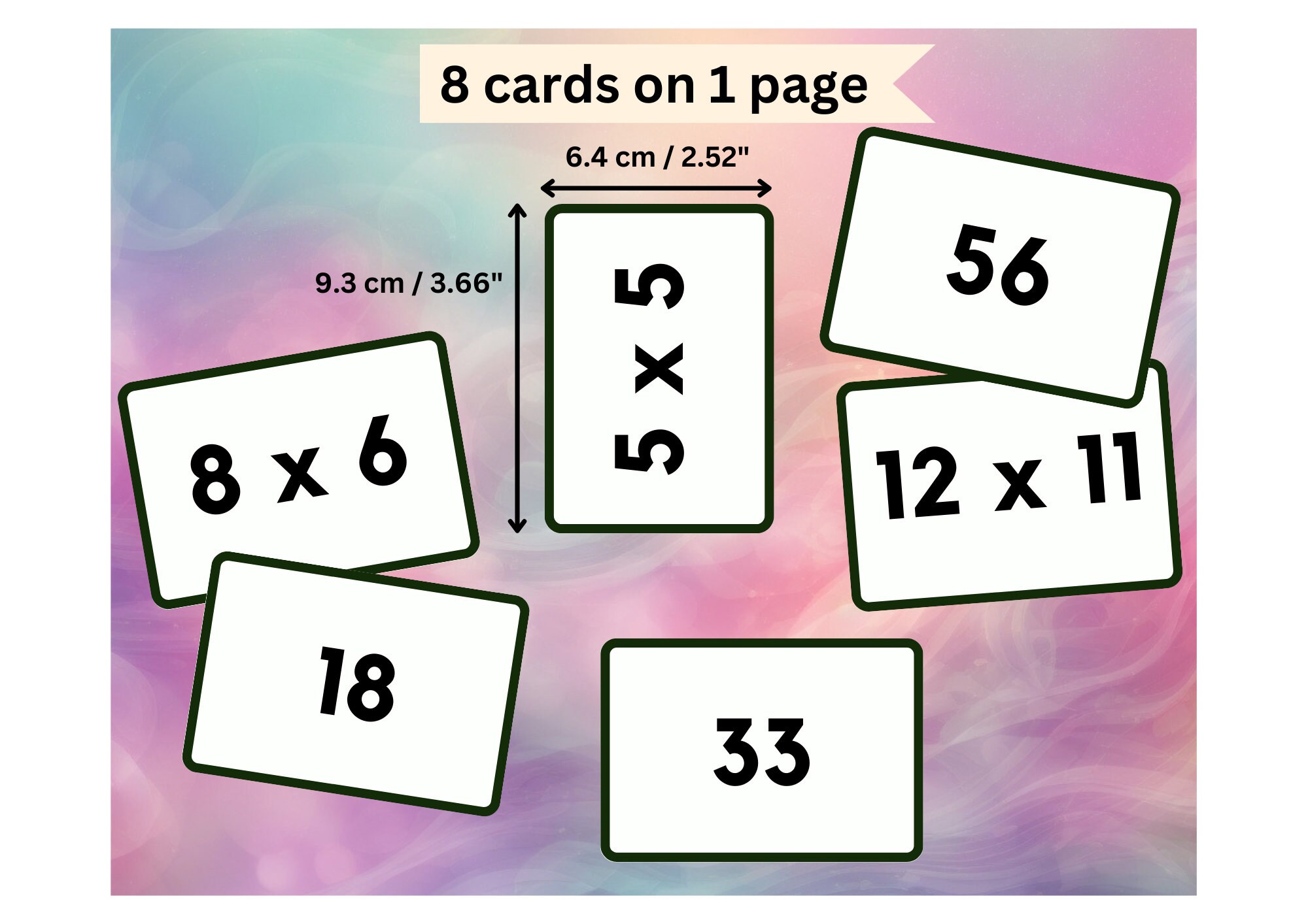 Multiplication Flash Card Printable Multiplication Flashcard - Etsy