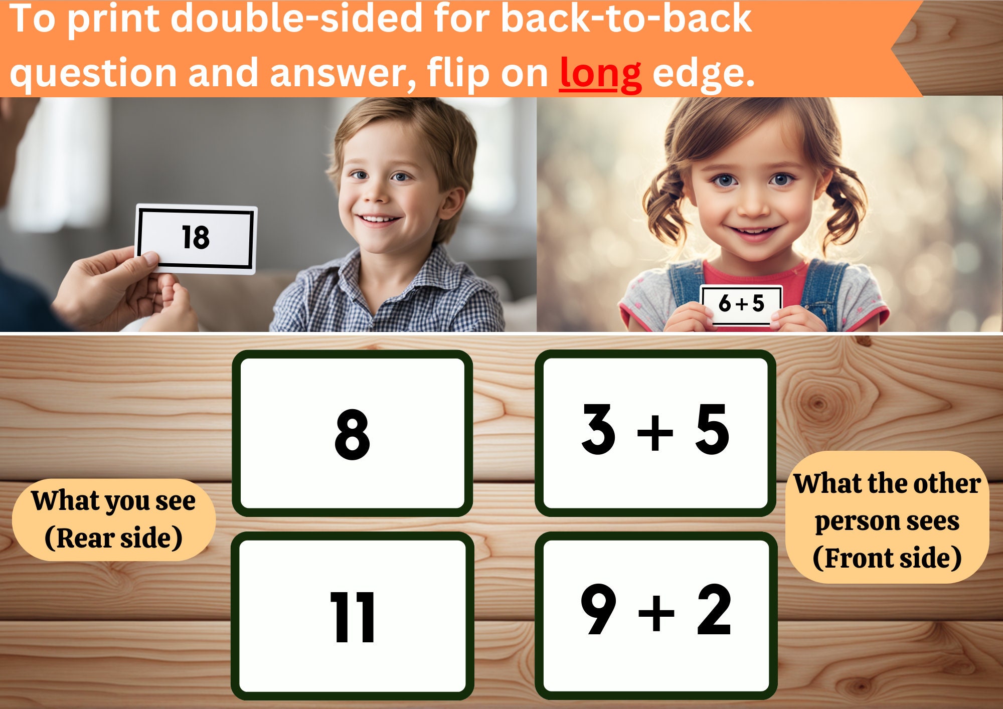 Addition Flash Card Printable Homeschool Flashcard Montessori Toddler ...