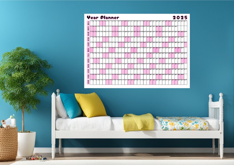 2025 Giant Wall Planner Printable 2025 Full Year Wall Calendar Cute ...
