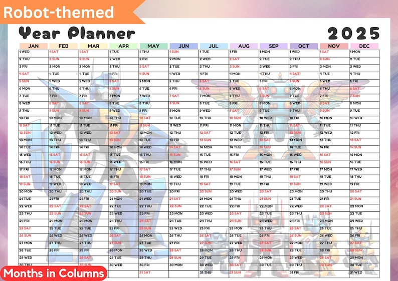 2025 Wall Calendar for Children 2025 Giant Wall Planner Physical Full ...