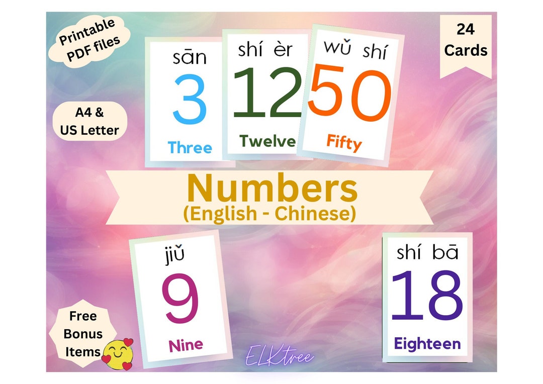 Number Flash Card Chinese Number Flashcard Printable - Etsy