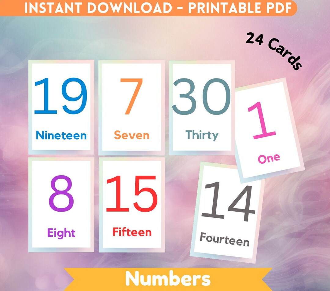 English Number Flash Card Number Digit Printable Homeschool Numeral ...