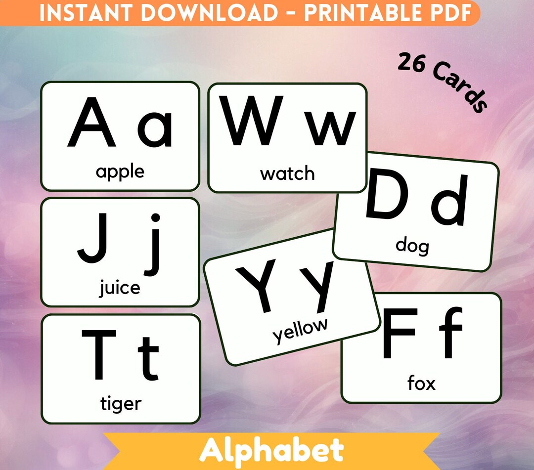 Learning Alphabet Flash Card Printable Homeschool Capital Letter Small ...