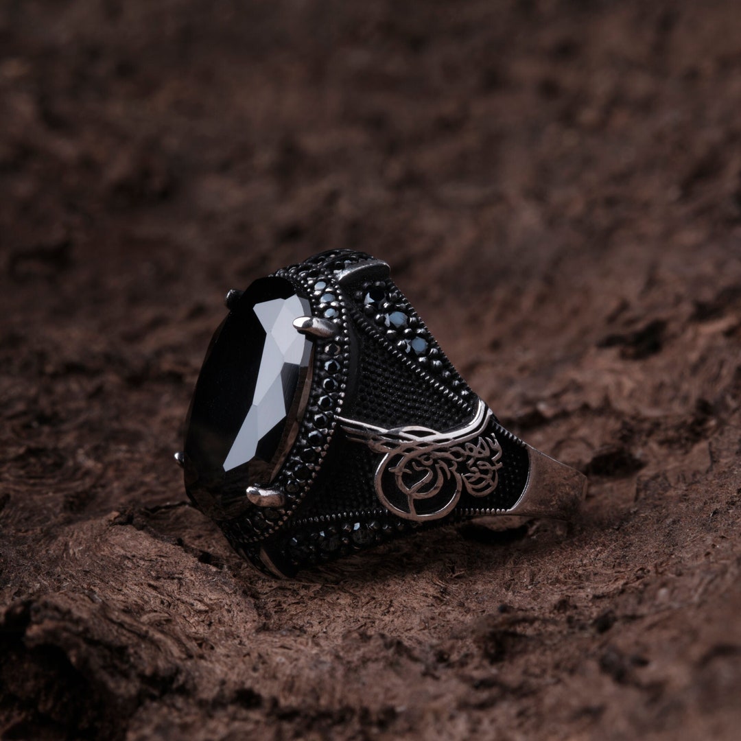 Black Signet,islamic Sterling 925K Silver Men's Ring Handmade,black ...