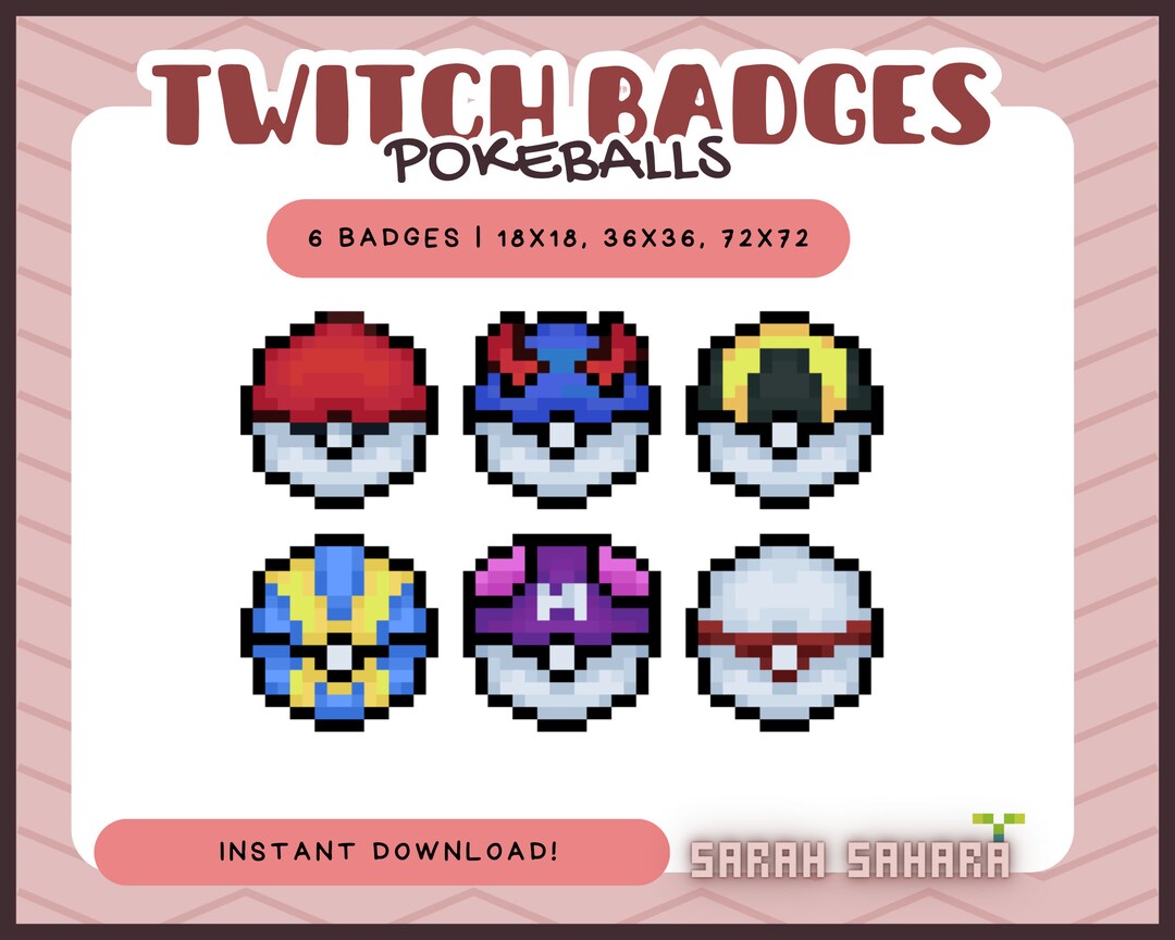 Pokeball Twitch Sub Badges Pixel Art - Etsy