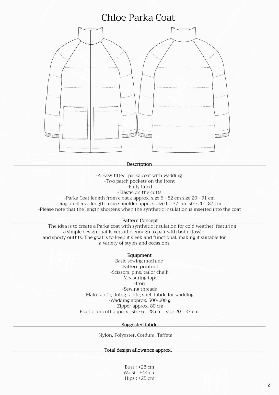 Digital Sewing Pattern Chloe Parka Coat - Etsy