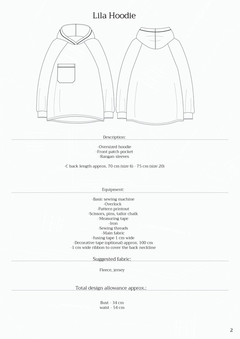Digital Sewing Pattern Lila Hoodie - Etsy