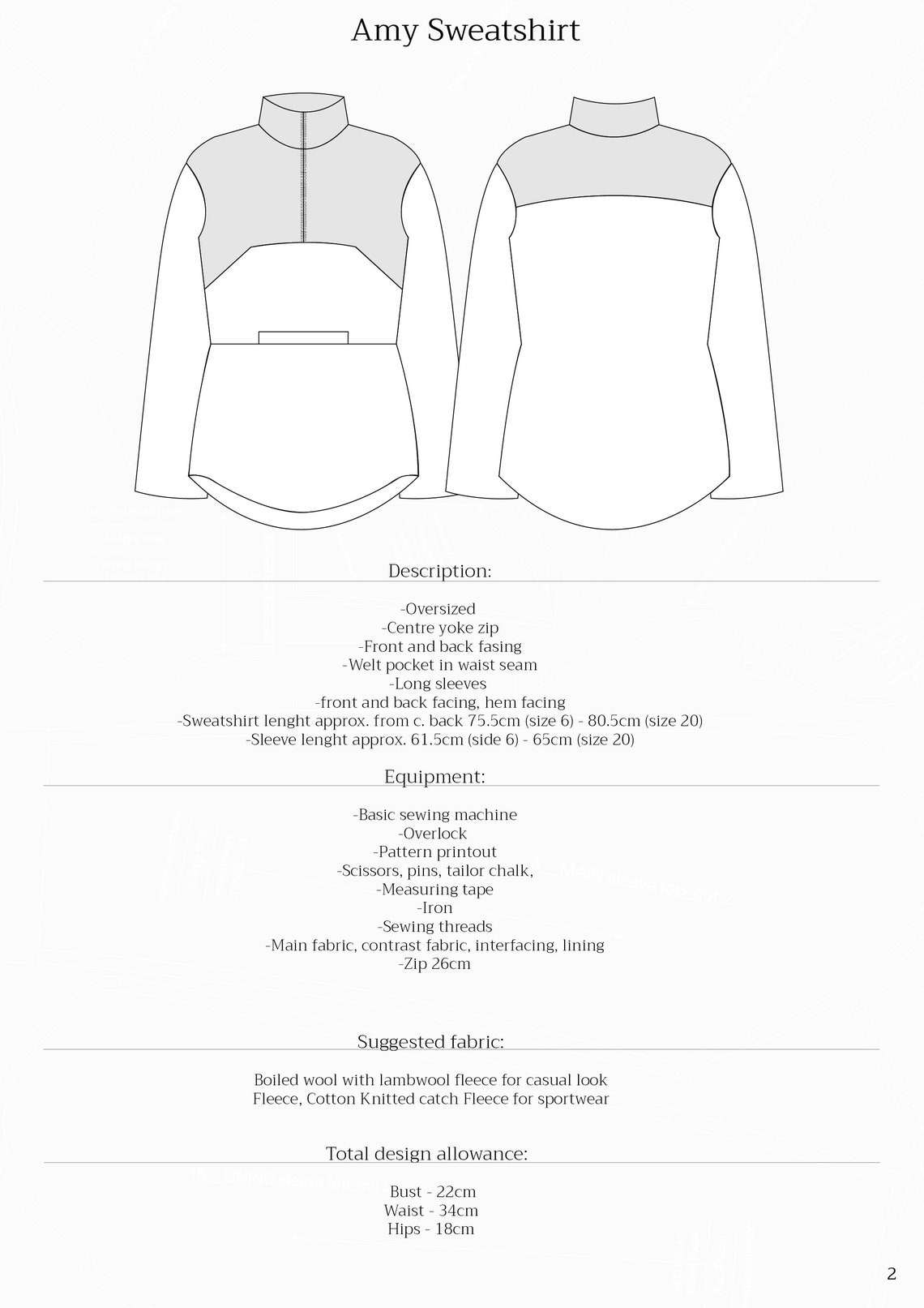 Digital Sewing Pattern Amy Sweatshirt - Etsy