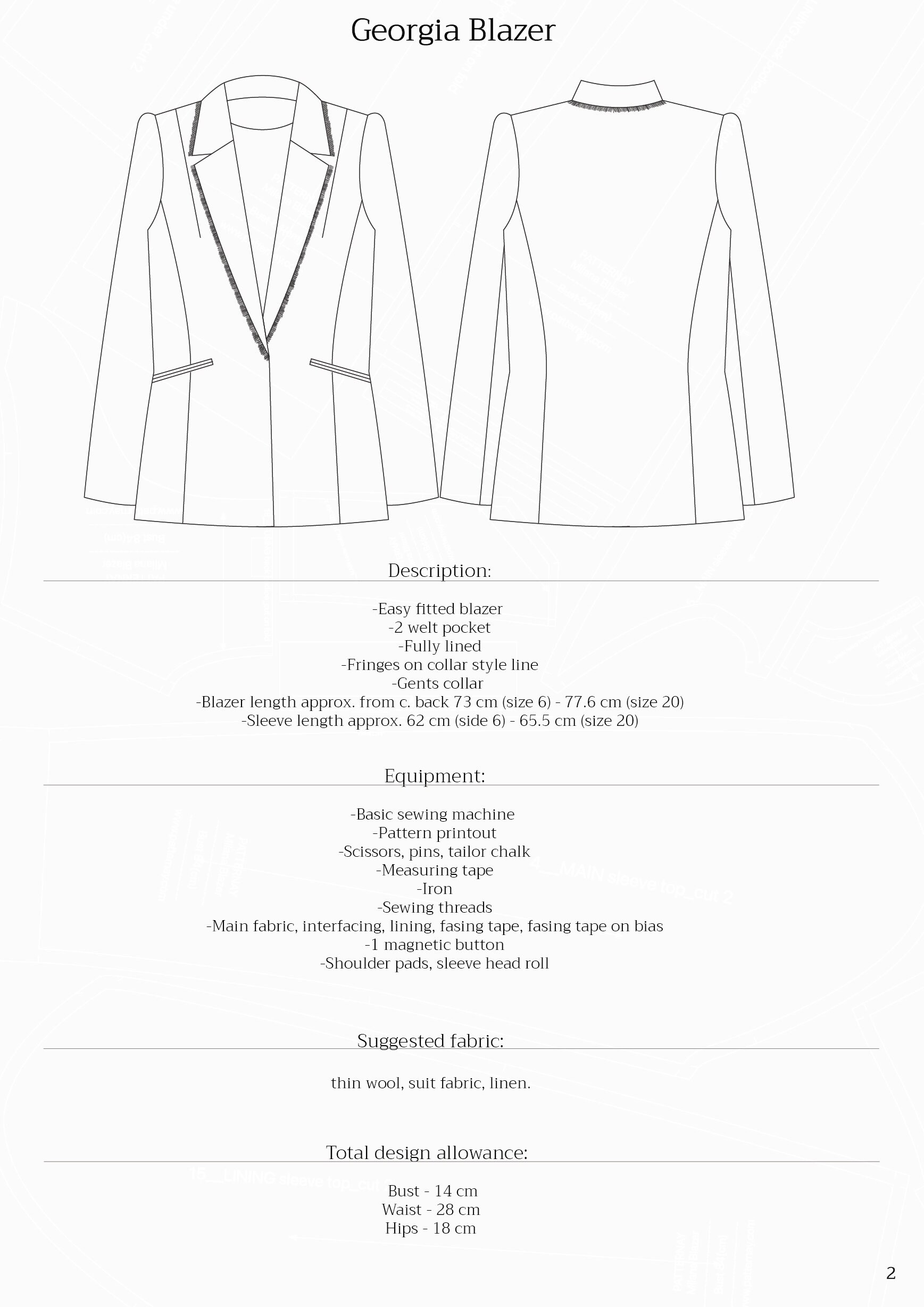 Digital Sewing Pattern Georgia Blazer - Etsy