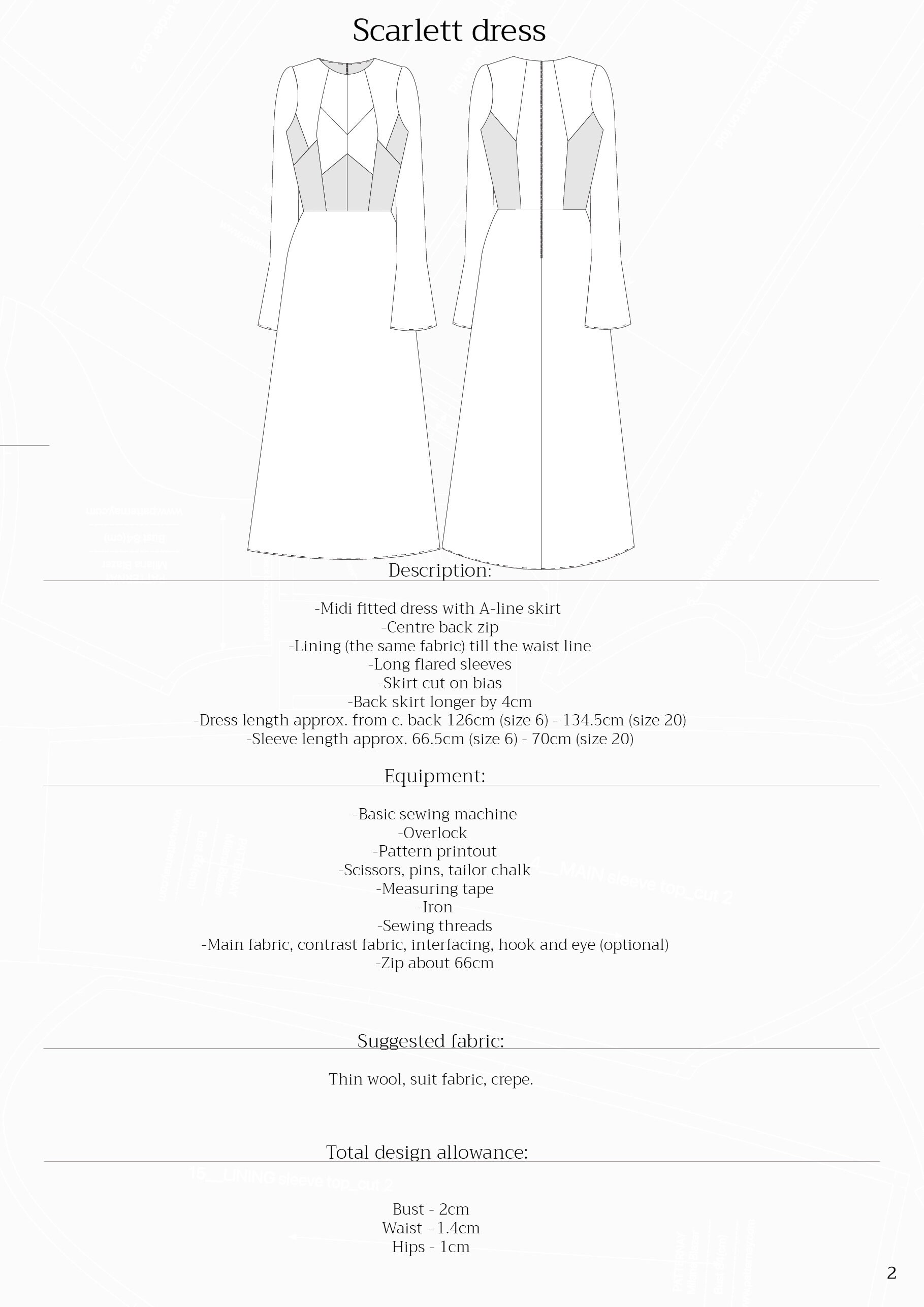 Digital Sewing Pattern Scarlett Dress - Etsy