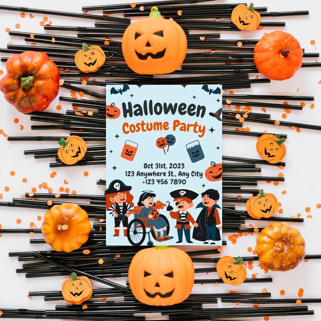 Halloween Themed Costume Party Invitation Template Editable in Canva - Etsy