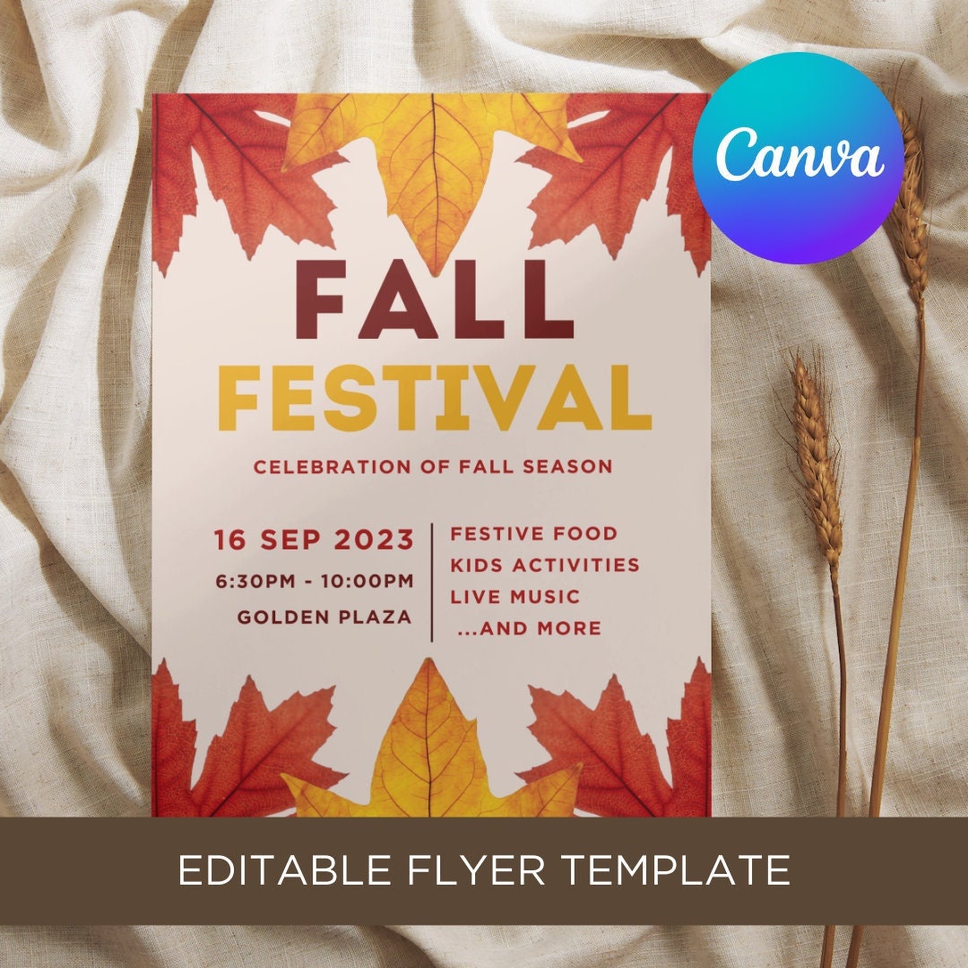 Editable Canva Template, Fall Festival, Fall Festival Flyer, Digital ...