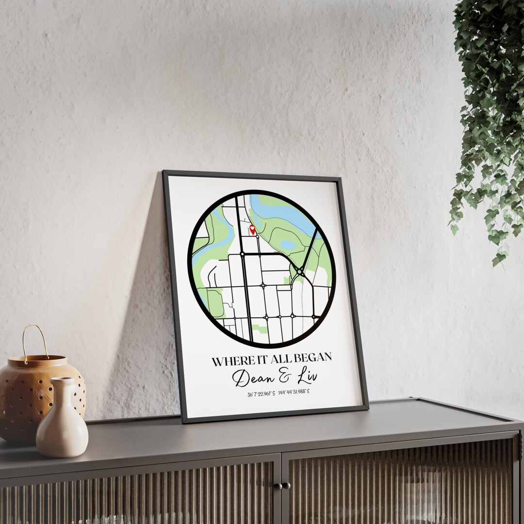 Where It Began Map Where We First Met Met Engaged - Etsy Australia