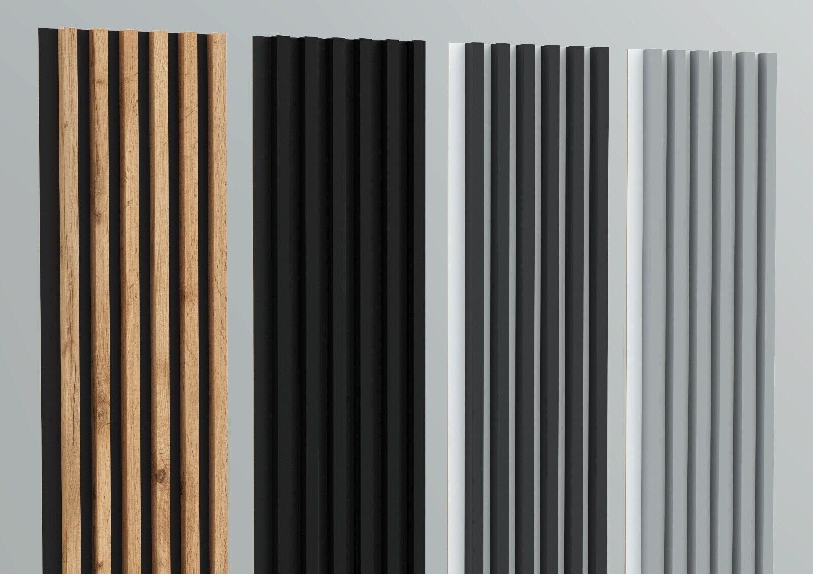 Furneo Wall Slats Decorative Wooden Panels Oak Black Grey White Lamele ...