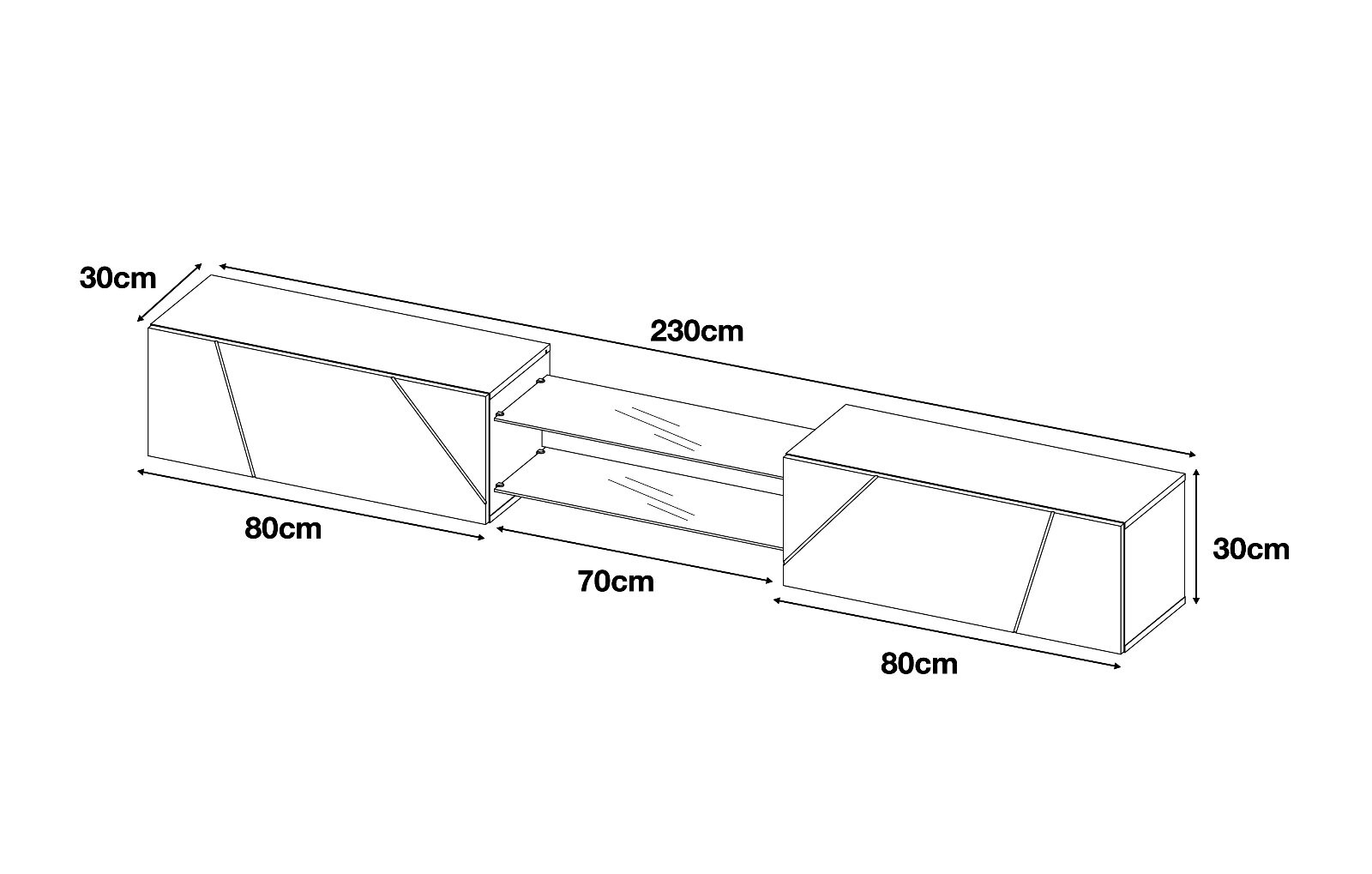 Furneo Floating TV Unit White High Gloss Matt Living Room Set Display ...