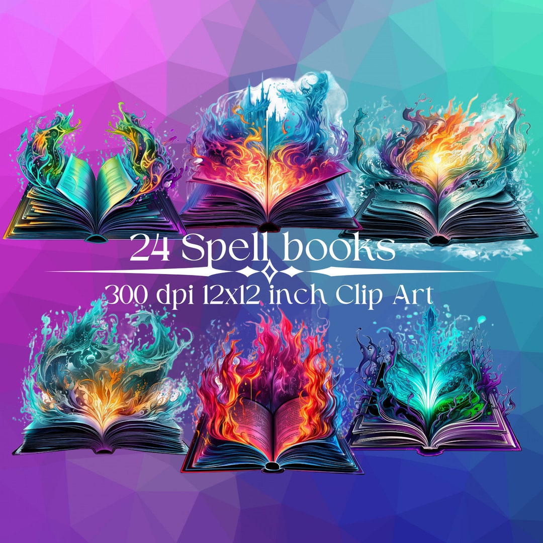 24 Water Colour Spell Books clip Art, 300dpi, 12x12 Inches , Png ...
