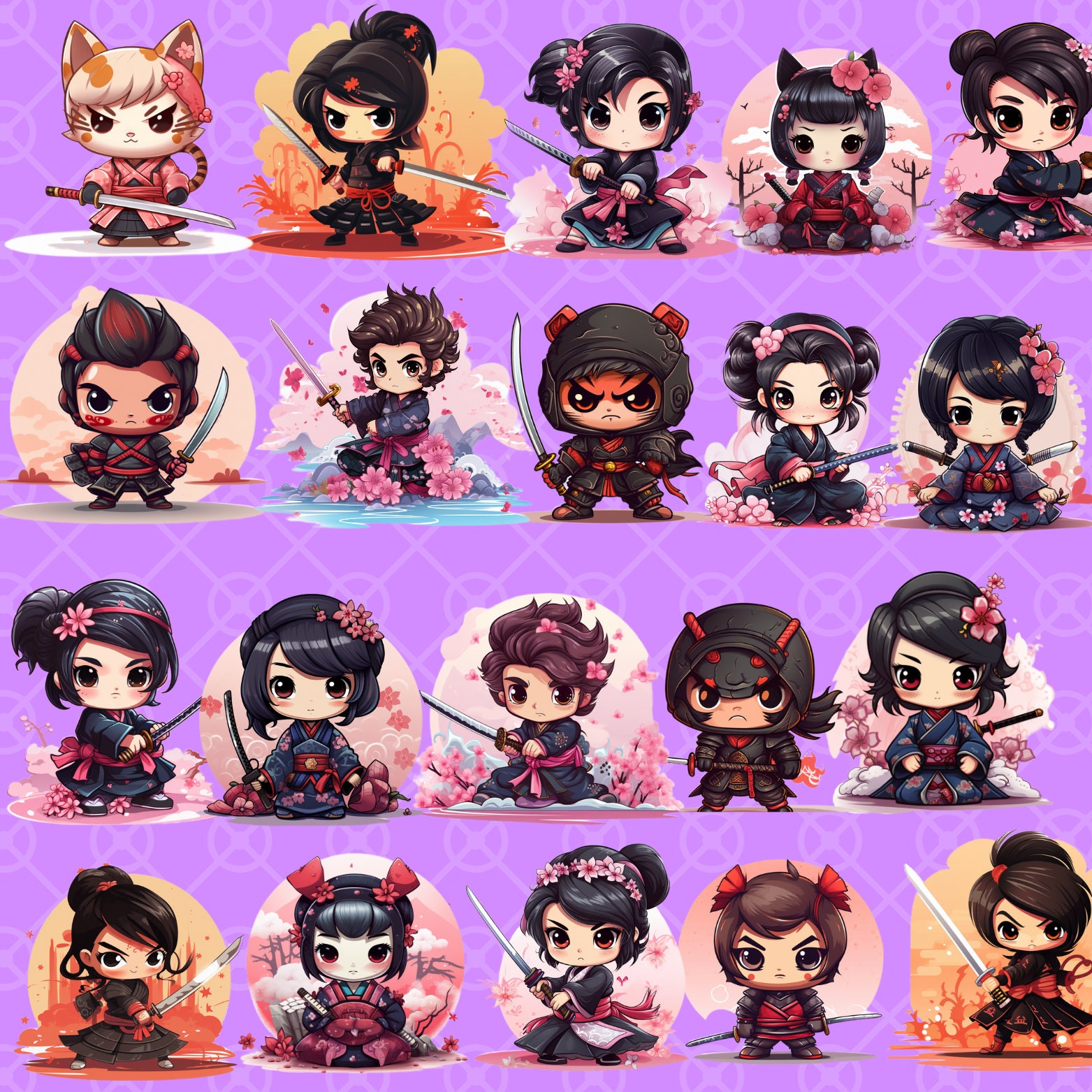 40 Kawaii Samurai - Etsy