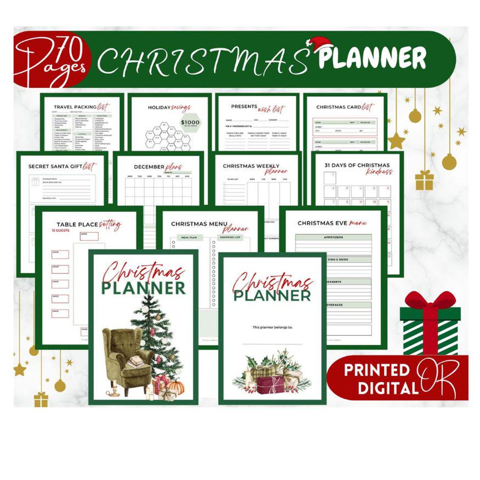 Christmas Planner Printable | Digital Christmas Planner | Holiday ...