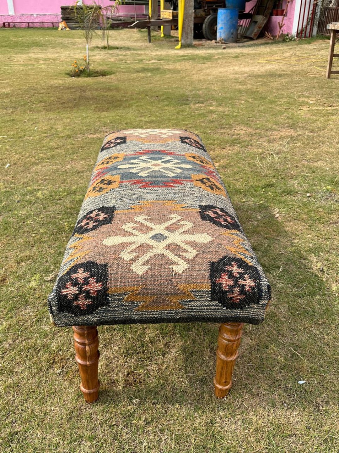 Handmade Kilim Bench Home Decor Entryway Wool Jute Rugs Furniture Piano ...