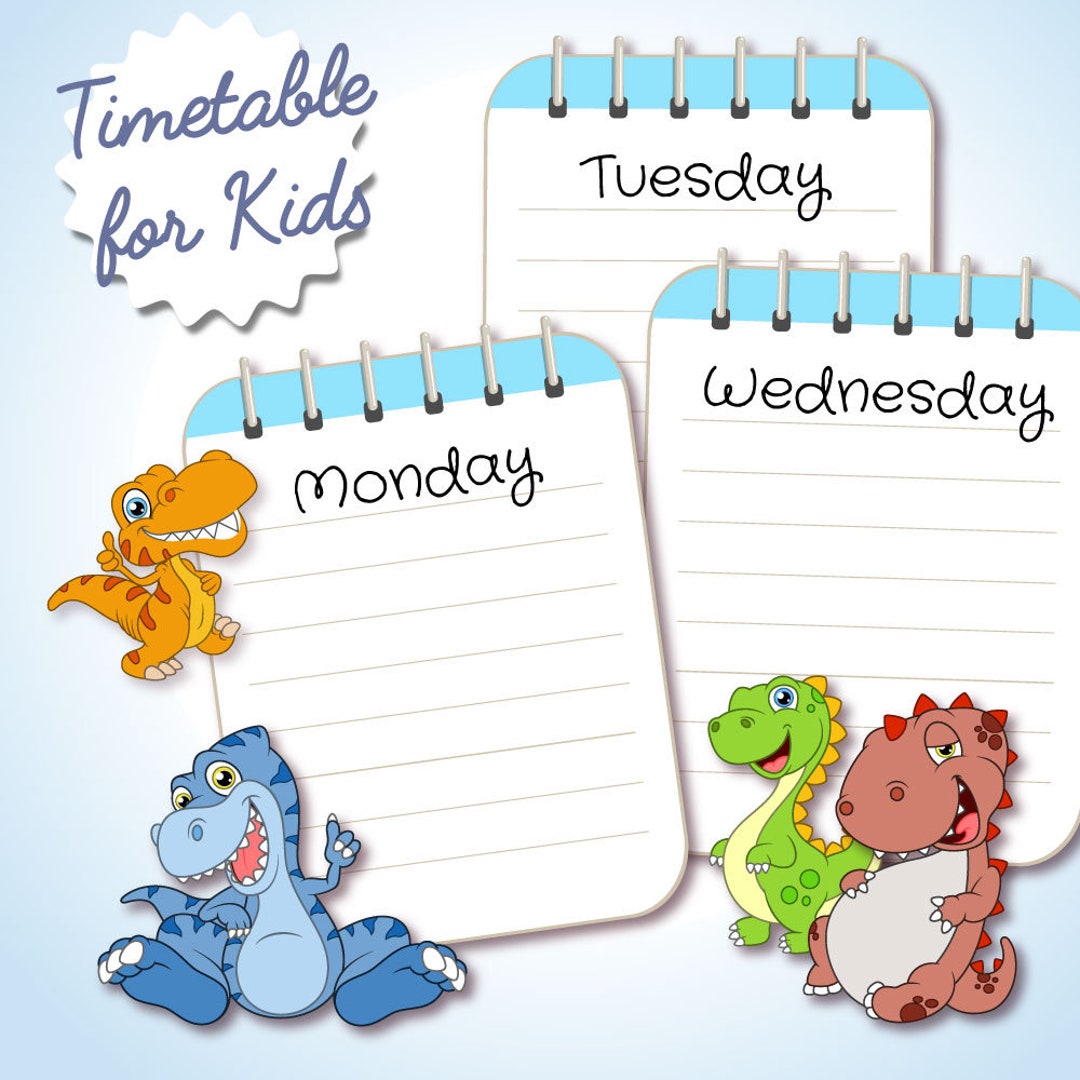 Printable School Timetable for Boys A4 Printable Dinosaurs Weekly ...