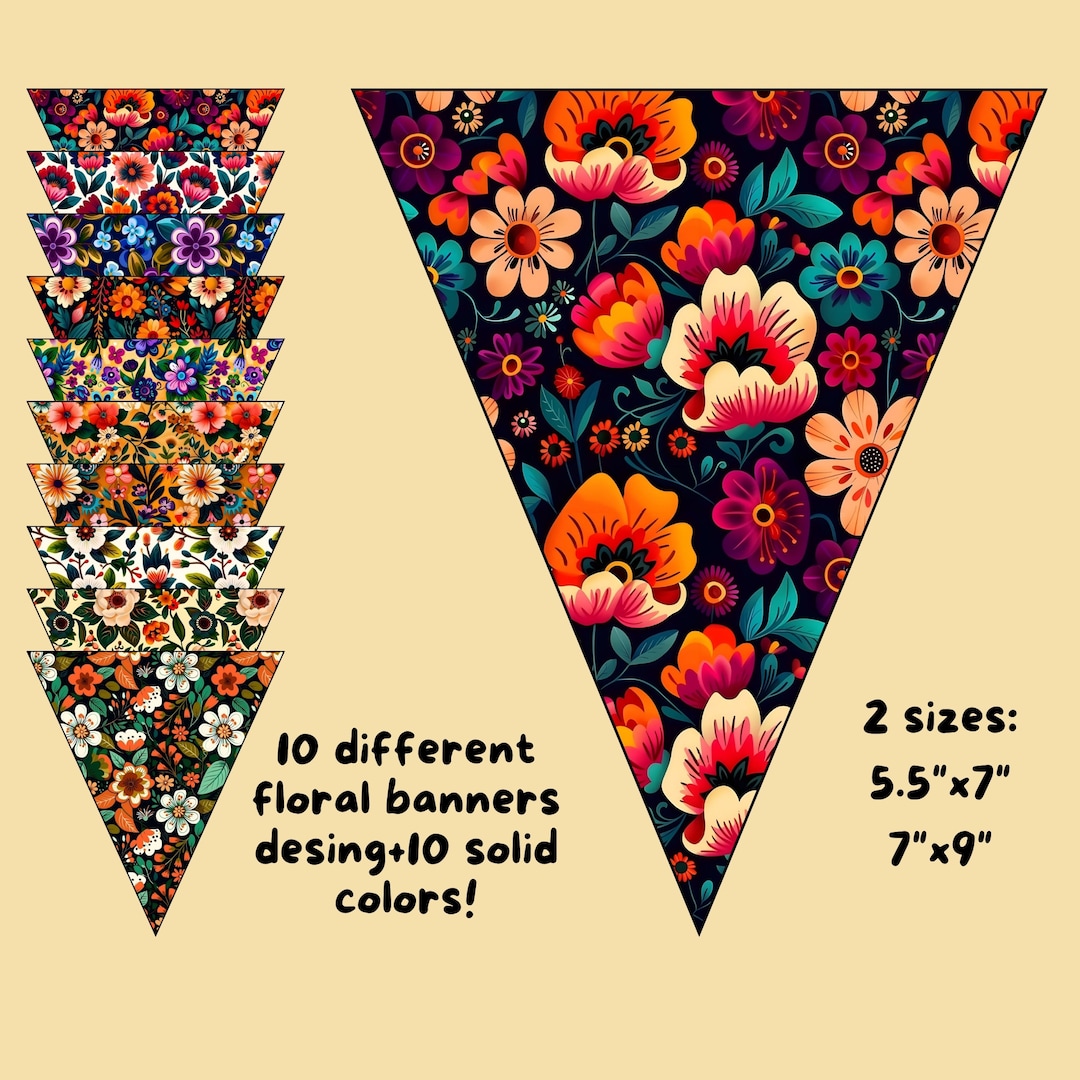 Floral Flags, Printables Banners, Bunting and Signs, Flowers Party ...