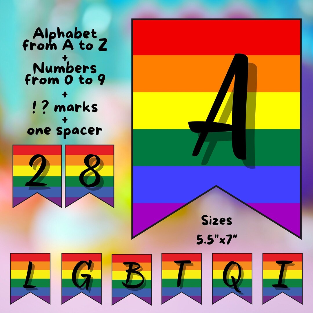 Pride Flag, Printable Pride ABC Banners, Bunting and Signs Set, Digital ...
