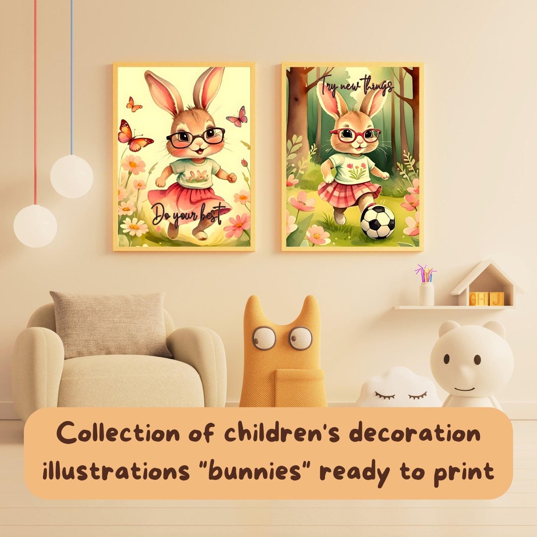 Set of Bunny to Decorate Children's Rooms; Printable Wall Art for ...