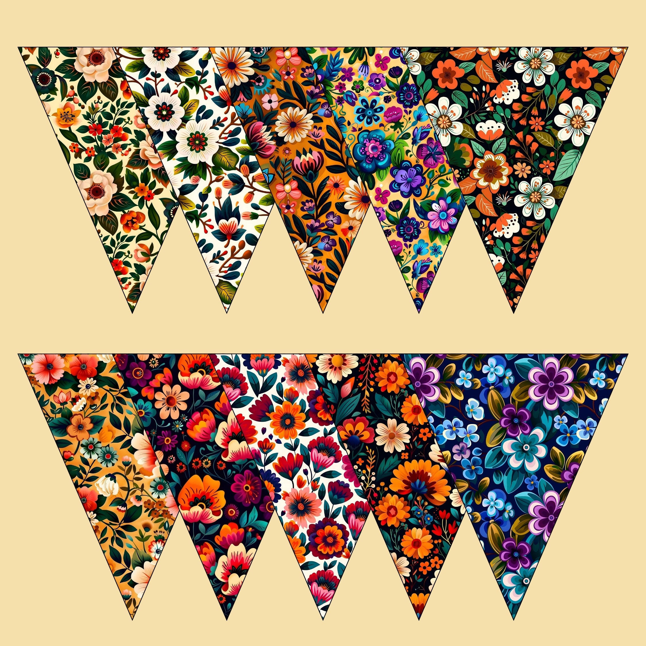 Floral Flags, Printables Banners, Bunting and Signs, Flowers Party ...