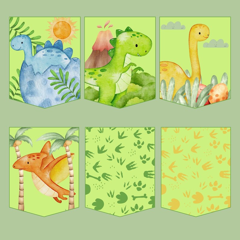 Dinosaur Banner Set, Printable Kids Party Decoration, Children Bedroom ...