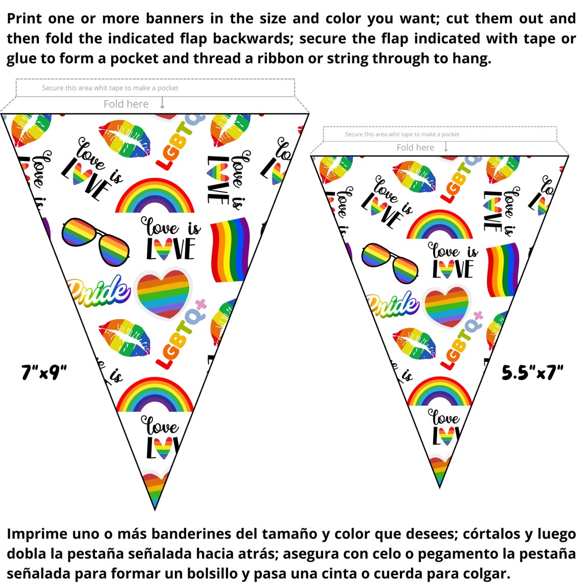 Pride Flags, Printable Banner and Signs, Birthday Gay Party Decoration ...