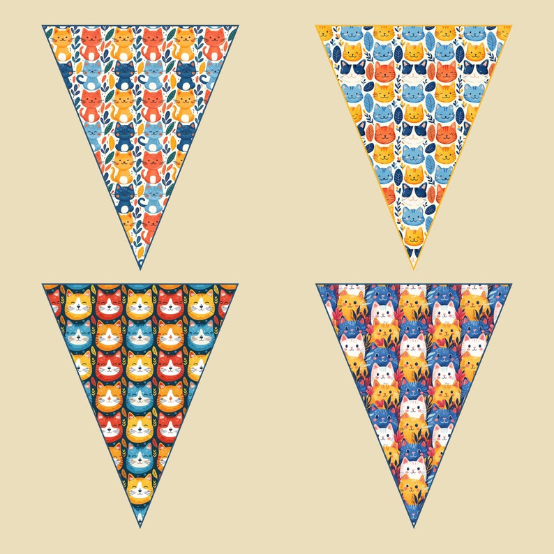 Cute Cat Flag, Printable Banners, Cat Lovers Gift, Cat Buntings and ...