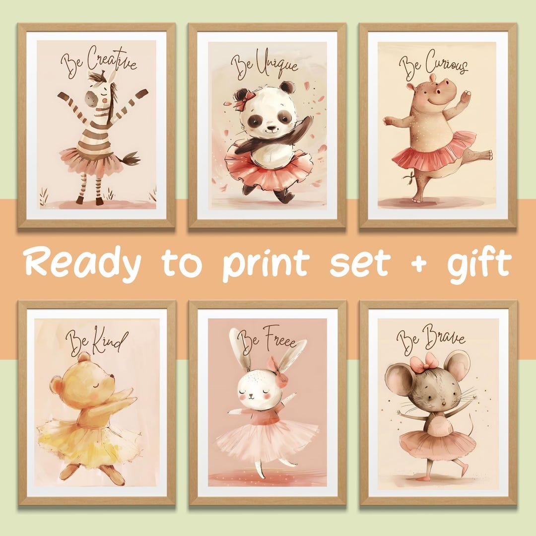 6 Ballerina Prints Set, Ballerinas Nursery Wall Art , Girls Room Decor ...