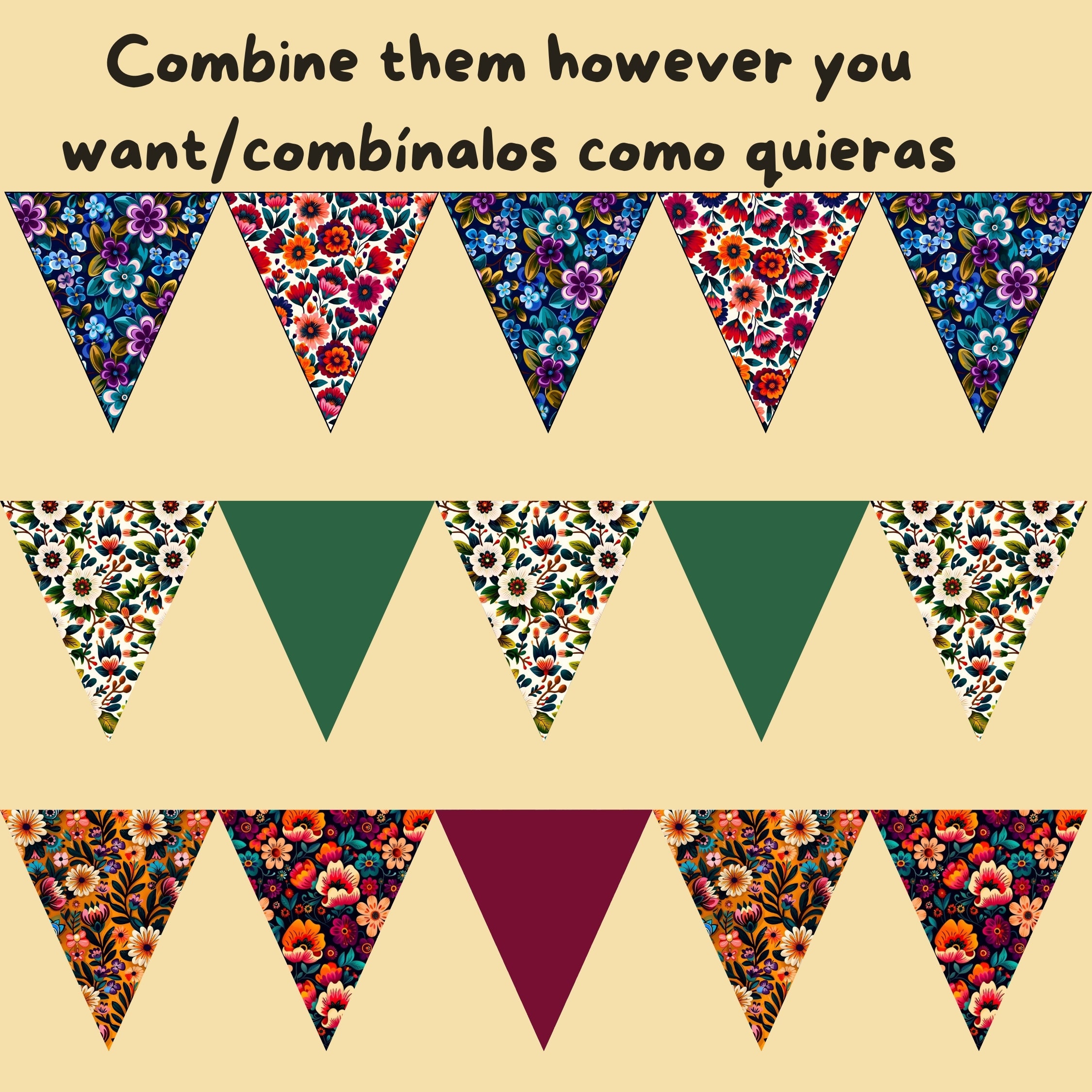 Floral Flags, Printables Banners, Bunting and Signs, Flowers Party ...
