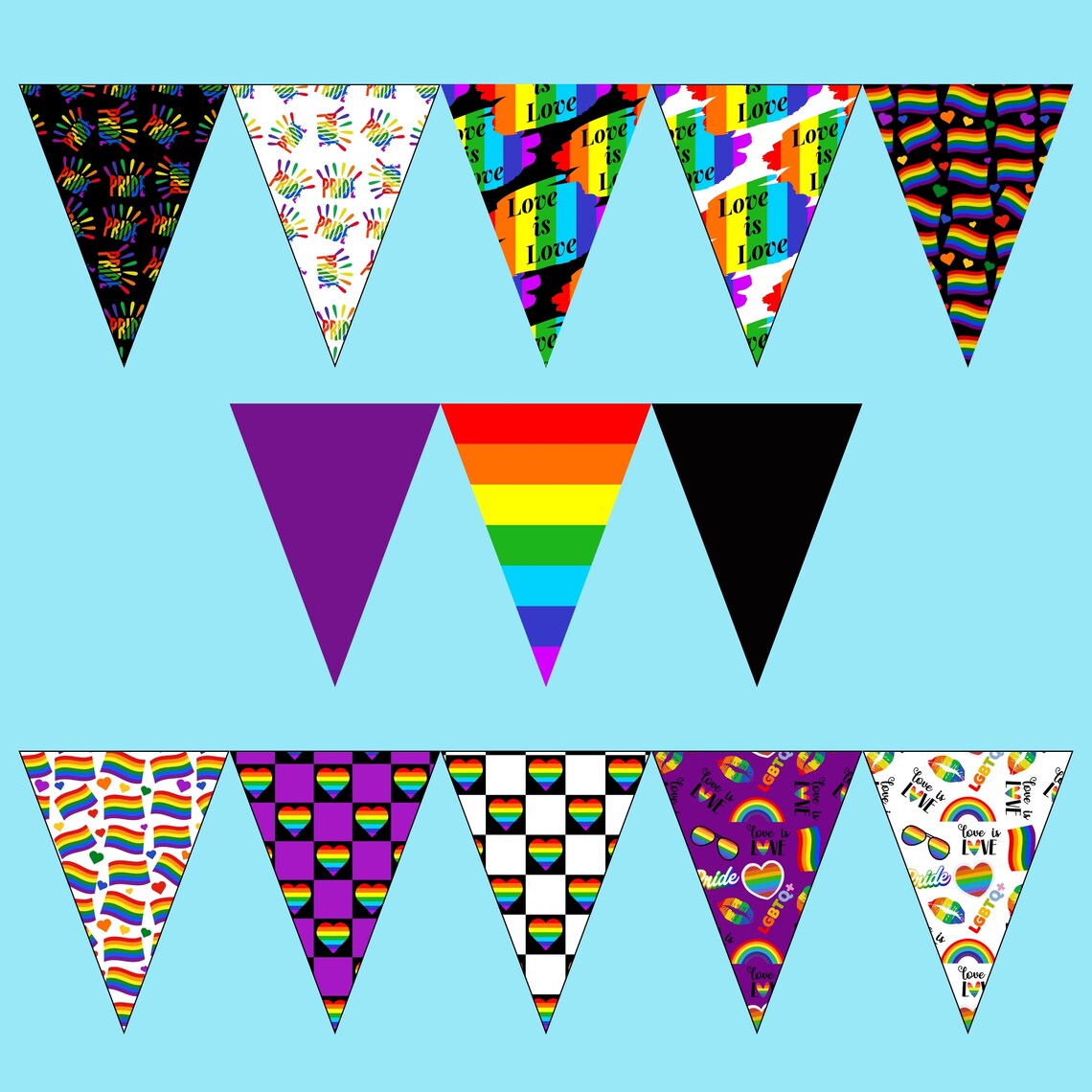Pride Flags, Printable Banner and Signs, Birthday Gay Party Decoration ...