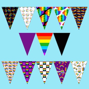 Pride Flags, Printable Banner and Signs, Birthday Gay Party Decoration ...