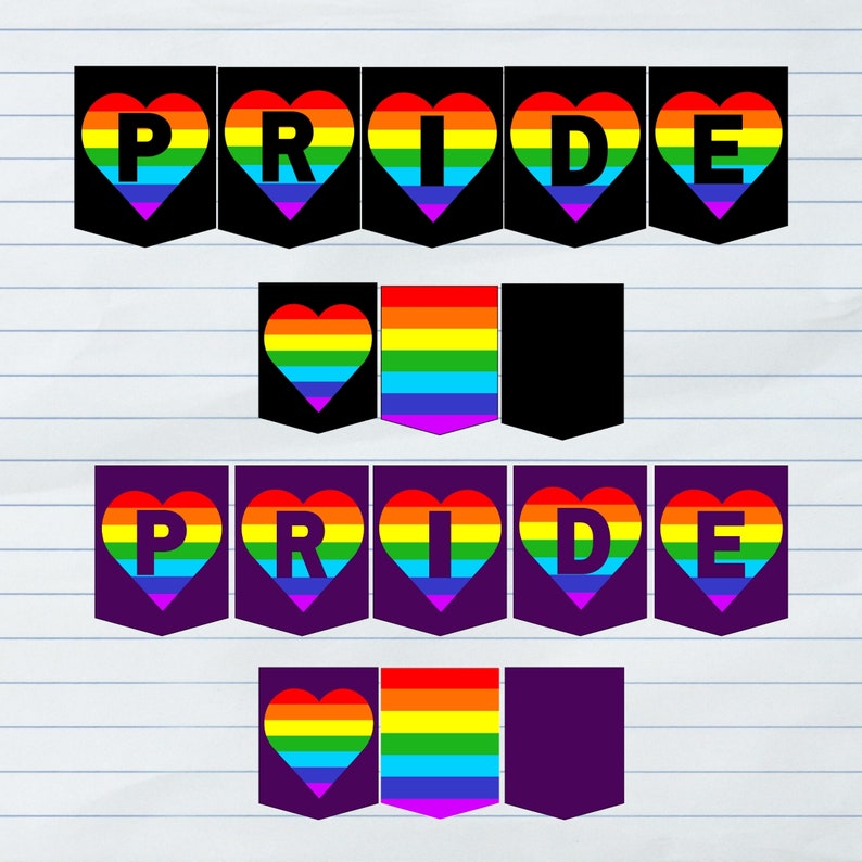 Pride Flags Printable Banner, Pride Month, 16 Pieces Bunting Set, Pride ...