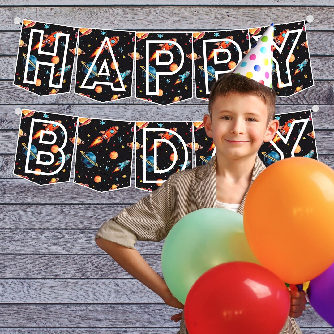 ABC Space Banner, Printable Alphabet Bunting Set, Planets and Rockets ...