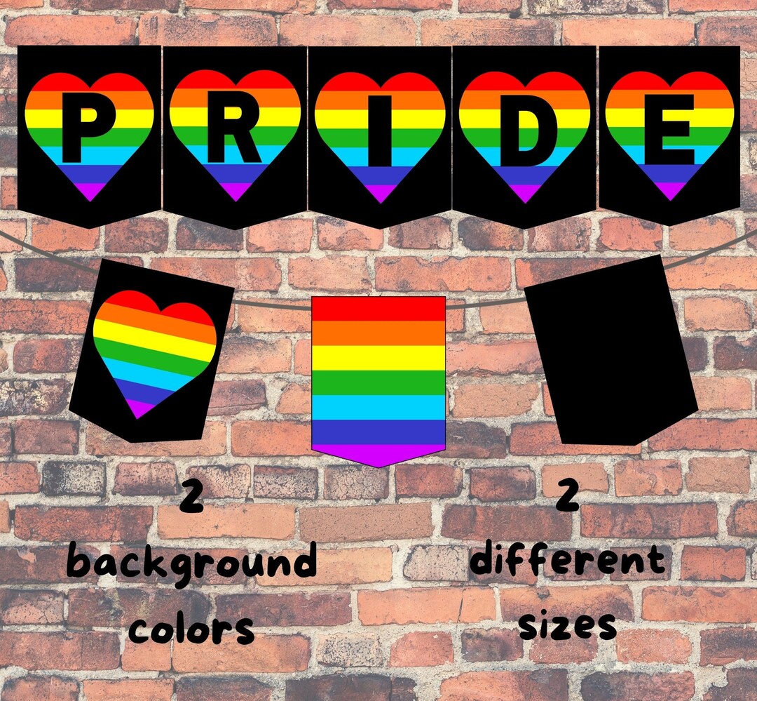 Pride Flags Printable Banner, Pride Month, 16 Pieces Bunting Set, Pride ...