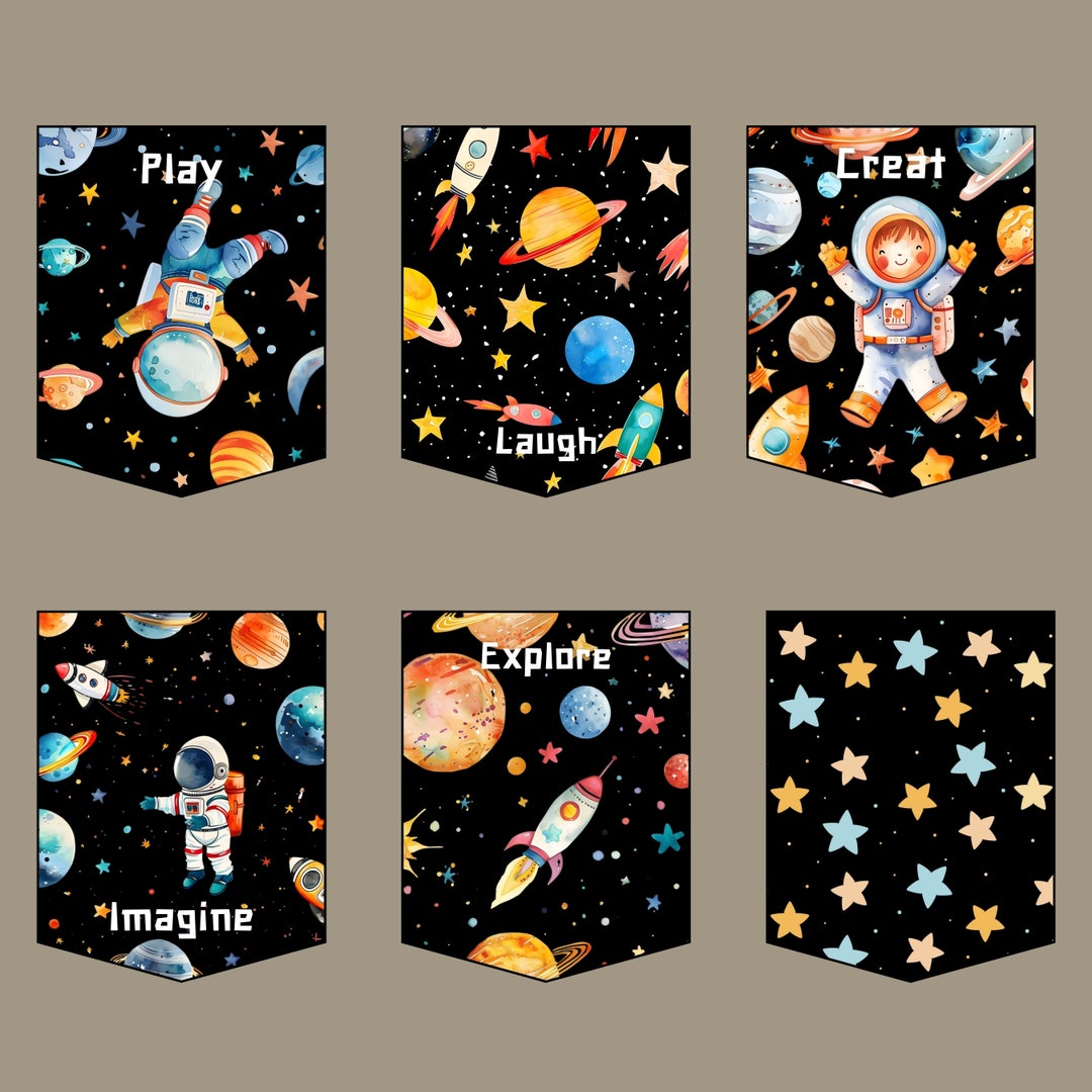 Printable Astronaut Banner, Space and Astronaut Bunting Set, Children ...