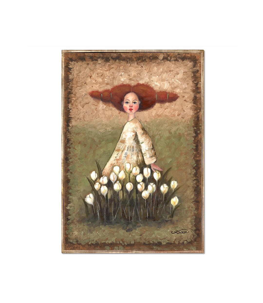 Fairy Tale Girl With Tulips Art Print, Whimsical Wall Decor - Etsy