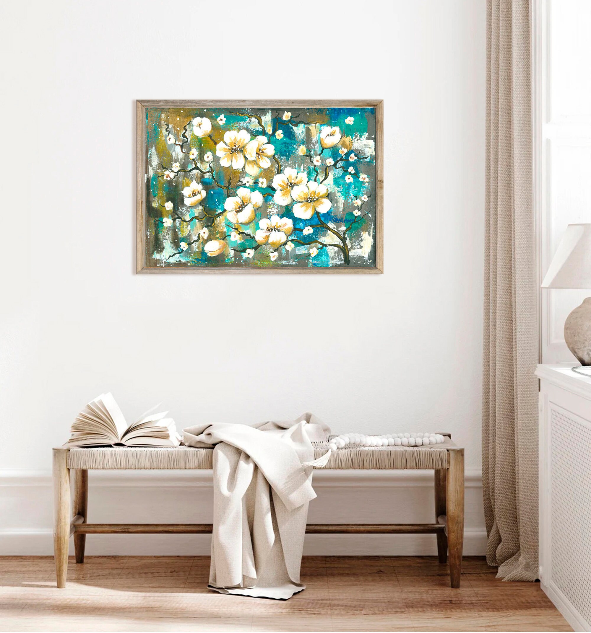 Cherry Blossom Art Print Abstract Floral Oil Painting Blooming Apple ...