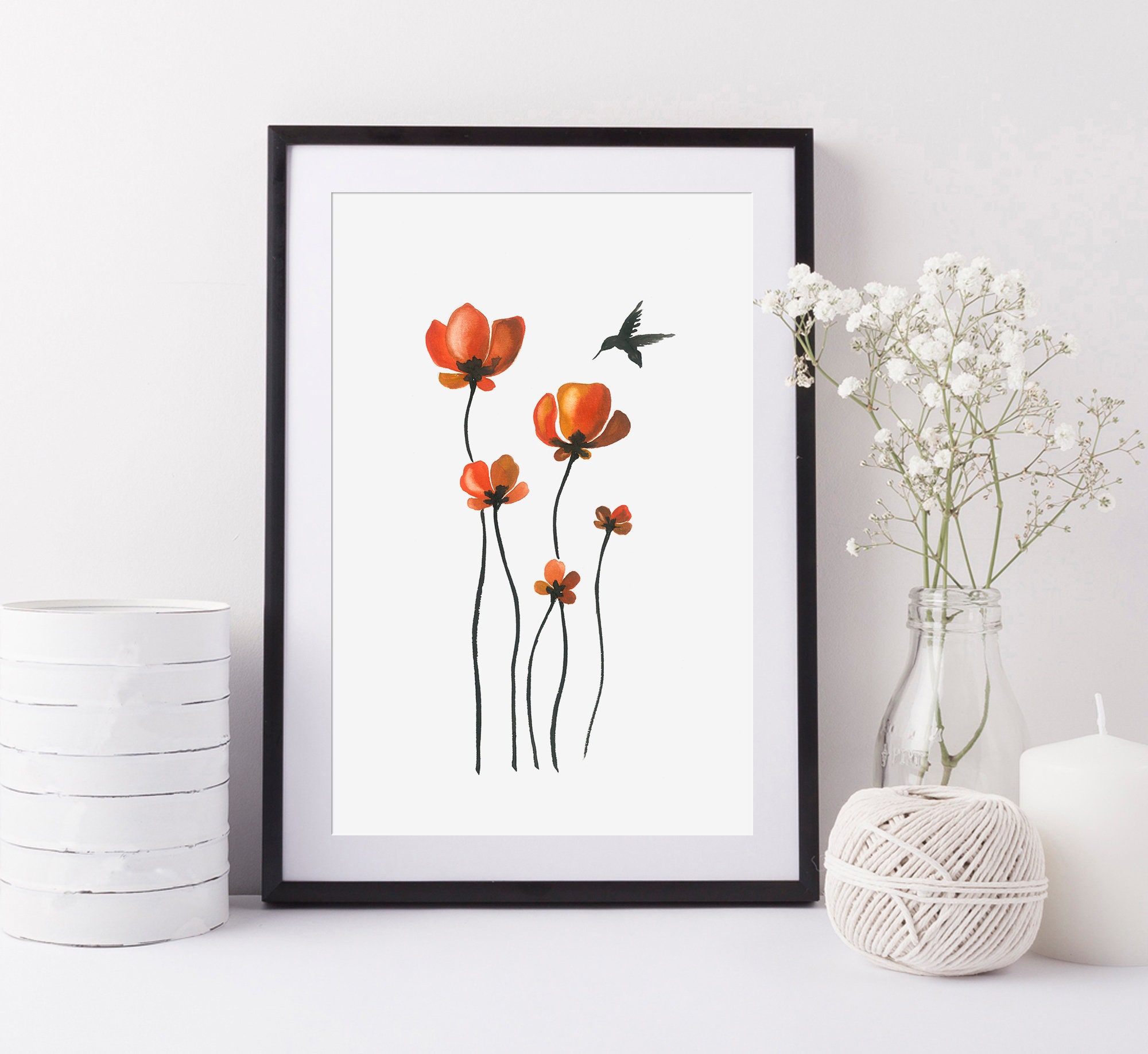California Poppy Art Print Dancing Flowers Watercolor Painting ...