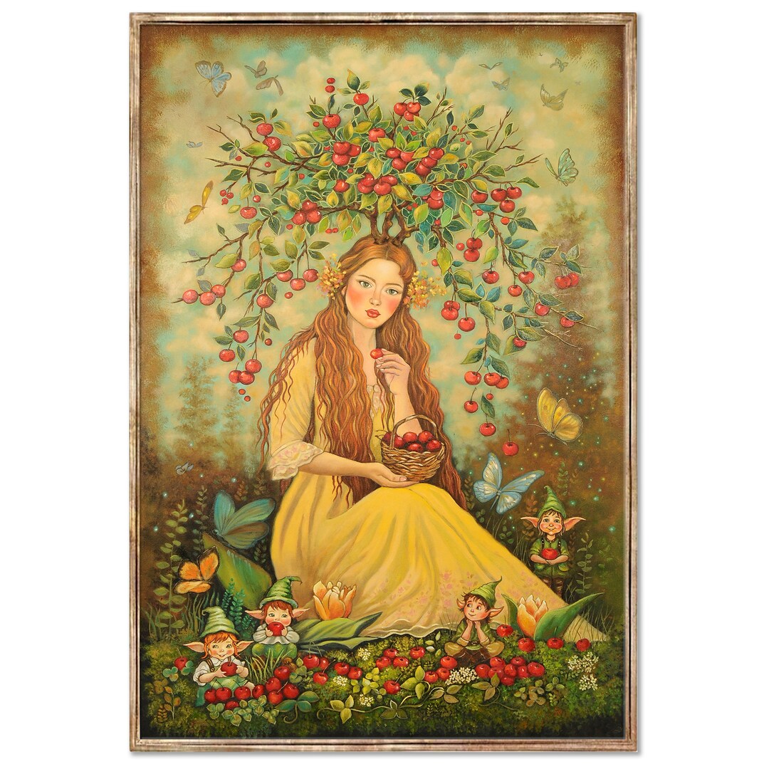 Forest Nymph Art Print Forest Dryad Oil Painting Tree Nymph Poster ...